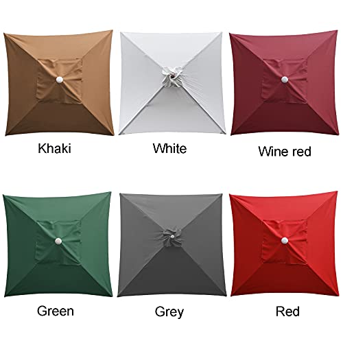 Plcnn 6.5 x 6.5 ft Patio Umbrella Canopy, Square Umbrella Replacement Cover Outdoor Table Umbrella Replacement Top Cover for Pool Beach Backyard Garden