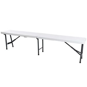 bisupply 6ft folding bench seat – portable white bench outdoor plastic bench seat for soccer garden and camping