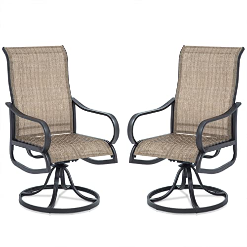 VONZOY Patio Swivel Chairs Set of 2, High Back Outdoor Dining Chair with Textilene Mesh Fabric for Lawn Garden Backyard