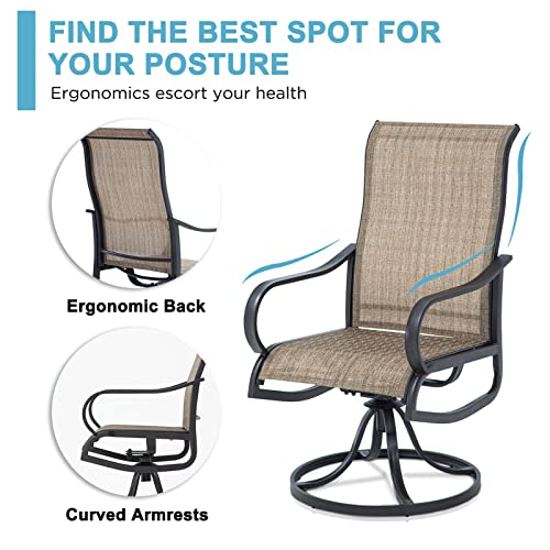 VONZOY Patio Swivel Chairs Set of 2, High Back Outdoor Dining Chair with Textilene Mesh Fabric for Lawn Garden Backyard