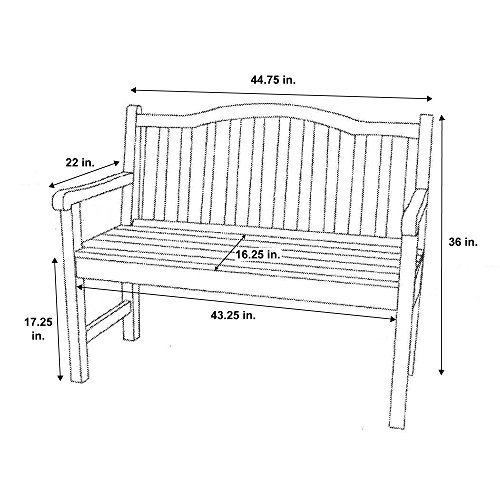 Shine Company 4212N Belfort II Wooden Outdoor Patio Garden Bench, Natural