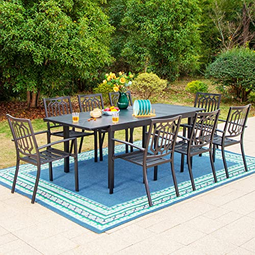 Sophia & William Outdoor Dining Sets for 8 Metal Patio Table Furniture Set 9 Piece with 1 Rectangle Expandable Patio Dining Table and 8 Backyard Garden Outdoor Chairs