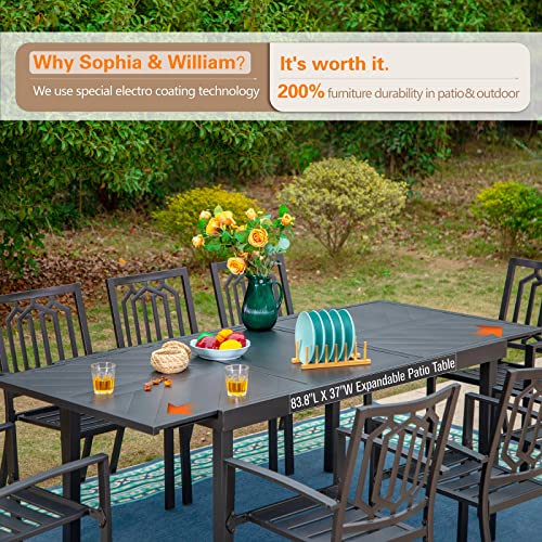 Sophia & William Outdoor Dining Sets for 8 Metal Patio Table Furniture Set 9 Piece with 1 Rectangle Expandable Patio Dining Table and 8 Backyard Garden Outdoor Chairs