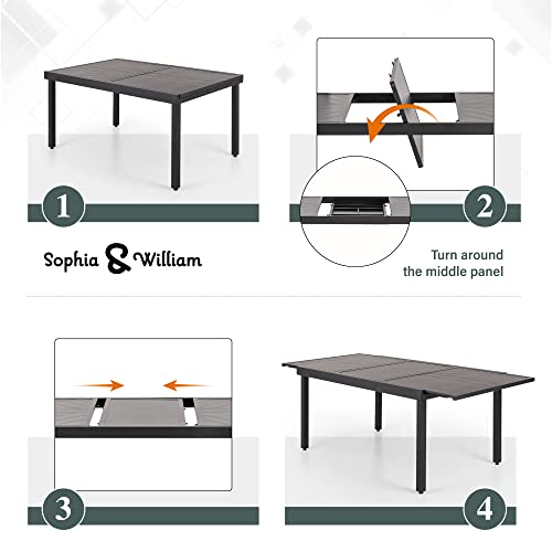 Sophia & William Outdoor Dining Sets for 8 Metal Patio Table Furniture Set 9 Piece with 1 Rectangle Expandable Patio Dining Table and 8 Backyard Garden Outdoor Chairs