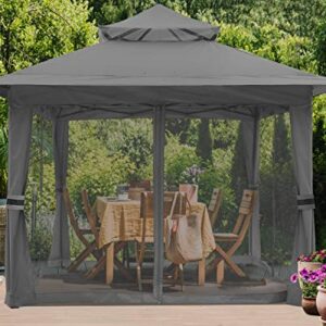 ABCCANOPY Pop Up Gazebo 13x13 - Outdoor Canopy Tent with Mosquito Netting for Patio Garden Backyard(Gray)