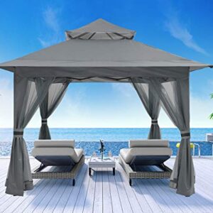 ABCCANOPY Pop Up Gazebo 13x13 - Outdoor Canopy Tent with Mosquito Netting for Patio Garden Backyard(Gray)