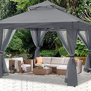 ABCCANOPY Pop Up Gazebo 13x13 - Outdoor Canopy Tent with Mosquito Netting for Patio Garden Backyard(Gray)