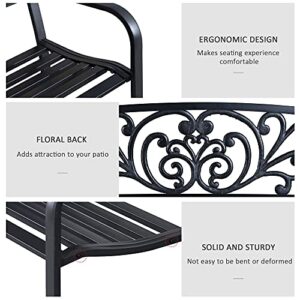 Outsunny 50" Blossoming Pattern Garden Decorative Patio Park Bench with Beautiful Floral Design & Relaxing Comfortable Build