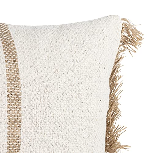 Foreside Home & Garden Tan Middle Striped 14X22 Hand Woven Filled Pillow