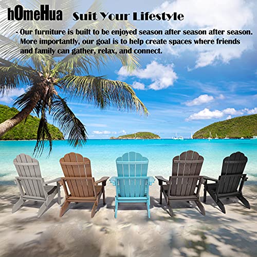 hOmeHua Folding Adirondack Chairs, Outdoor Patio Weather Resistant Chair, Imitation Wood Stripes, Easy to Fold Move & Maintain, Plastic Chair for Backyard Deck, Garden, Fire Pit & Lawn Porch - Black