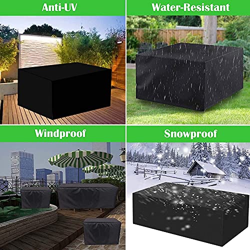 HGPFCB Outdoor Furniture Cover Garden Waterproof Protective Cover Garden Furniture Cover Terrace Furniture Cover Table Cover 420D Oxford Furniture Cover (Black ,Silver ) -220x90x80cm(86x35x31inch)