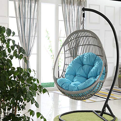 Swing Hanging Basket Seat Cushion, Thicken Hanging Egg Hammock Chair Pads Waterproof Chair Seat Cushioning for Patio Garden (Color : Blue, Size : 90x120cm(35x47inch))