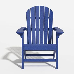 A-ECO LIVING Adirondack Chair, Patio Seating Outdoor Chair, HDPE All-Weather Lifetime Outside Furniture for Patio, Garden, Fire Pit, Deck, Porch, Poolside, Balcony, Beach, Yard, Lawn, Navy