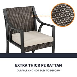 HAPPATIO Outdoor Wicker Chair,All-Weather Wicker Rattan Patio Dining Chair with Removable Cushions,Set of 6 for Outdoor Lawn Garden Backyard (Beige)