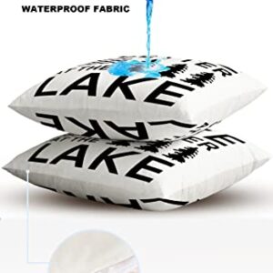 Outdoor Waterproof Pillow Covers for Patio Furniture Life is Better at The Lake Decorative Throw Pillow Cover Plants Living Quote Pillowcases Set of 2 Cushion Case for Sofa Couch Chair 18 x 18 in