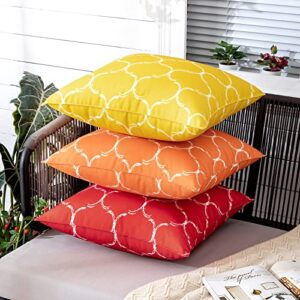 ANRODUO Pack of 2 Outdoor Waterproof Throw Pillow Covers Solid Decorative Garden Cushion Sham Outside Lumbar Pillowcase for Patio Balcony Bench Couch 18 x 18 Inch Orange