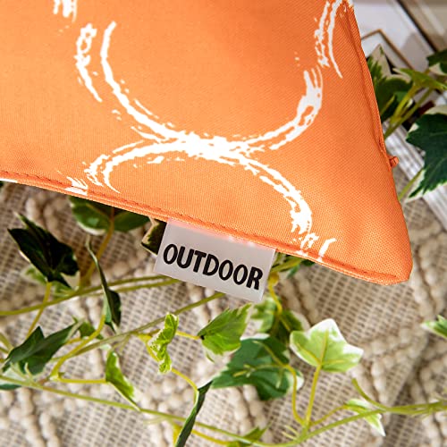 ANRODUO Pack of 2 Outdoor Waterproof Throw Pillow Covers Solid Decorative Garden Cushion Sham Outside Lumbar Pillowcase for Patio Balcony Bench Couch 18 x 18 Inch Orange