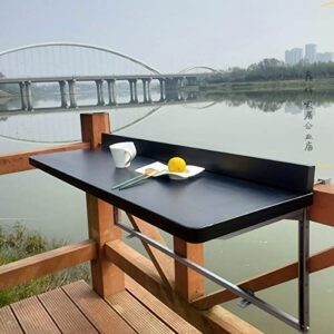 FURNIKNA Balcony Table Hanging Railing, Folding Deck Rail Table Adjustable Balcony Bar Table, Wall-Mounted Side Table for Patio, Garden, Black