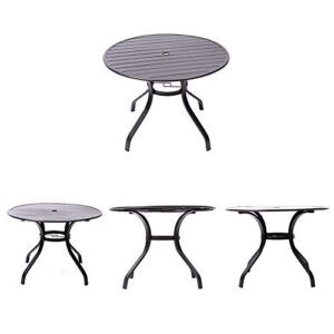 LEVELEVE 5 Piece Patio Dining Set,Outdoor Furniture 4 Textilene Chairs & 1 Round 38"x 38" Metal Slatted Table with 1.5" Umbrella Hole,Outside Porch Deck Balcony Backyard Set for 4