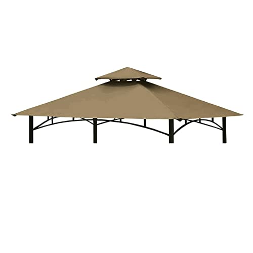 Tanxianzhe 5FT x 8FT Grill Gazebo Shelter Replacement Canopy Cover Double Tiered BBQ Roof Top ONLY FIT for Gazebo Model L-GG001PST-F (Khaki)