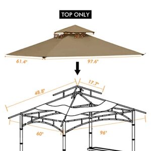 Tanxianzhe 5FT x 8FT Grill Gazebo Shelter Replacement Canopy Cover Double Tiered BBQ Roof Top ONLY FIT for Gazebo Model L-GG001PST-F (Khaki)