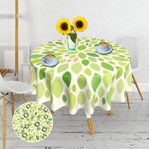 round tablecloth 60 inch spring boho leaves decorative table cloth with dust-proof wrinkle stain-resistant tablecloths decor for home kitchen dining picnic party indoor outdoor