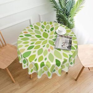 Round Tablecloth 60 Inch Spring Boho Leaves Decorative Table Cloth with Dust-Proof Wrinkle Stain-Resistant Tablecloths Decor for Home Kitchen Dining Picnic Party Indoor Outdoor