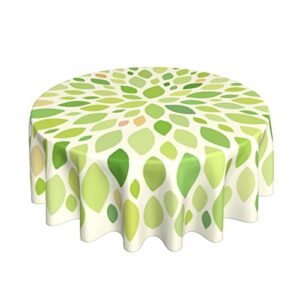 Round Tablecloth 60 Inch Spring Boho Leaves Decorative Table Cloth with Dust-Proof Wrinkle Stain-Resistant Tablecloths Decor for Home Kitchen Dining Picnic Party Indoor Outdoor