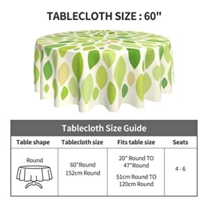 Round Tablecloth 60 Inch Spring Boho Leaves Decorative Table Cloth with Dust-Proof Wrinkle Stain-Resistant Tablecloths Decor for Home Kitchen Dining Picnic Party Indoor Outdoor