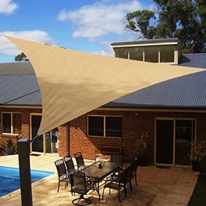 grozoken sun shade sail triangle 10’x10’x10′ uv block canopy sail for patio backyard lawn garden deck outdoor courtyard park carport easy to install lightweight (sand)