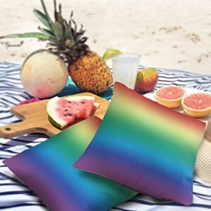 Outdoor Pillow Covers 18x18 Waterproof Throw Pillow Covers Pride Ombre LGBT Pillow Covers Decorative Garden Cushion Case for Patio Couch Sofa Polyester Decoration Set of 2 Rainbow