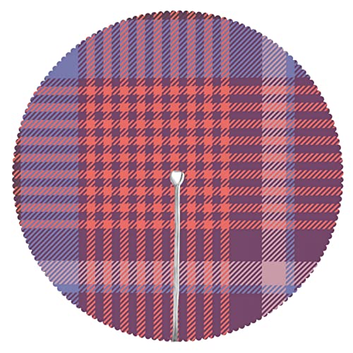 Checkered Pattern round outdoor tablecloth,Round Tablecloth with Umbrella Hole and Zipper for Patio Garden,Waterproof Spill-Proof,for Patio Garden Tabletop Decor(72" Round,Lavender Orange Purple)