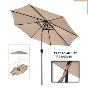 JARDINA Outdoor You Living 9’ Patio Umbrella UV Protected Outdoor Table Umbrella with Push Button Tilt/Crank Market Umbrella with 8 Ribs for Lawn, Garden, Backyard & Pool, Beige