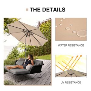 JARDINA Outdoor You Living 9’ Patio Umbrella UV Protected Outdoor Table Umbrella with Push Button Tilt/Crank Market Umbrella with 8 Ribs for Lawn, Garden, Backyard & Pool, Beige