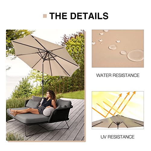 JARDINA Outdoor You Living 9’ Patio Umbrella UV Protected Outdoor Table Umbrella with Push Button Tilt/Crank Market Umbrella with 8 Ribs for Lawn, Garden, Backyard & Pool, Beige