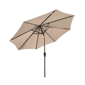 JARDINA Outdoor You Living 9’ Patio Umbrella UV Protected Outdoor Table Umbrella with Push Button Tilt/Crank Market Umbrella with 8 Ribs for Lawn, Garden, Backyard & Pool, Beige