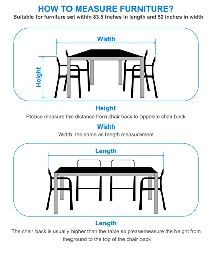 SOUKAHU Patio Furniture Set Cover Outdoor Sectional Sofa Set Covers, Outside Table Cover Waterproof Rectangle, Waterproof Patio Table and Chair Cover 83.5× 52× 29Inch