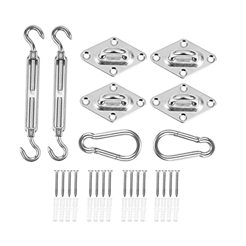 S.yeoo Sun Shade Sail Hardware Kit, Heavy Duty 316 Stainless Steel for Rectangle Shade Sails Installation, Rectangular Square Shade sail for Outdoor Terrace Lawn Garden (Rectangle-6M-1 Set)