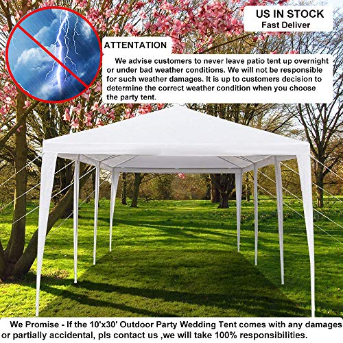 10' X 30'Outdoor Gazebo Canopy Tent,Party Wedding Tent Heavy Duty Gazebo Pavilion,Large BBQ Patio Tent Grill Commercial Camping Tent Shelter for Garden Backyard Lawns,with 5 Removable SideWalls,White