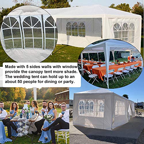 10' X 30'Outdoor Gazebo Canopy Tent,Party Wedding Tent Heavy Duty Gazebo Pavilion,Large BBQ Patio Tent Grill Commercial Camping Tent Shelter for Garden Backyard Lawns,with 5 Removable SideWalls,White