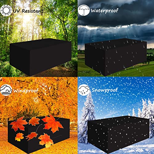 YWBXSHKD 420d Heavy Duty Waterproof Rattan Cube Set Cover with PVC Lining 55x39x29in, Patio Furniture Cover, Designed to Fit Rattan Garden Furniture Cube Set for All Year Round Protection