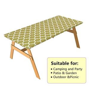 LAMMOON Vinyl Tablecloth for Folding Table,Tight Fitted Rectangular Table Cloth for 4 Ft, Elastic Fitted Table Cover for Outdoor Garden Camping Picnic Party(Khaki)