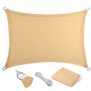 eden’s decor rectangular 6′ x 8′ beige sun shade sail uv-blocking outdoor canopy patio