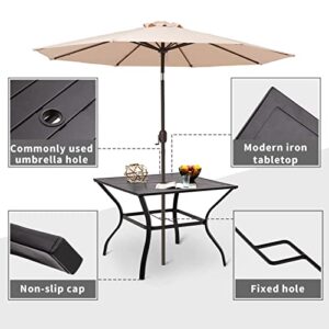 UDPATIO Patio Dining Set, Outdoor Dining Set, 5 Piece Outdoor Table and Chair, 4 Swivel Dining Chairs & 1 Square 37"x 37" Umbrella Dining Table(2" Hole), for Outdoor Kitchen Lawn & Garden