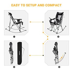 FUNDANGO Rocking Adults Rocker Lawn Chairs Support 220 lbs for Backyard, Garden, Picnic, Camping, Outdoor, Oversized, Black/Grey