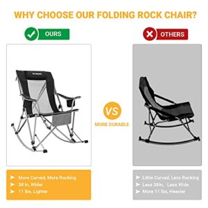 FUNDANGO Rocking Adults Rocker Lawn Chairs Support 220 lbs for Backyard, Garden, Picnic, Camping, Outdoor, Oversized, Black/Grey