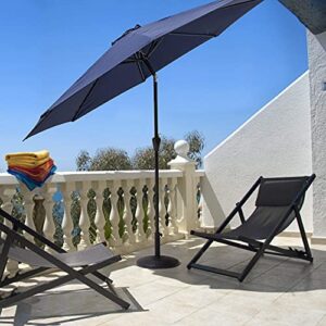 Nuu Garden 10 ft Outdoor Aluminum Patio Umbrella, 8 Ribs Market Umbrella with Push Button Tilt and Crank, Blue