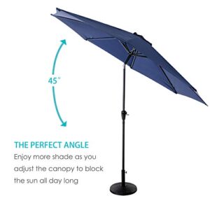 Nuu Garden 10 ft Outdoor Aluminum Patio Umbrella, 8 Ribs Market Umbrella with Push Button Tilt and Crank, Blue