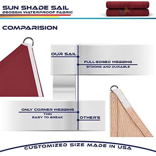 Windscreen4less Right Triangle Red 16'x16'x22.6' Terylene Waterproof Sun Shade Sail UV Sesistant Canopy Awning Shelter Fabric for Patio Yard Lawn Garden Outdoor Activities - Customized Sizes