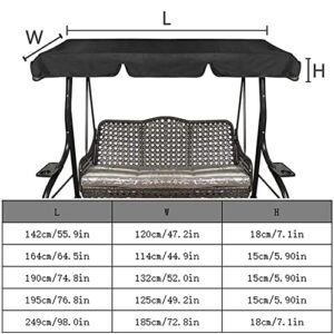 QYCSL Patio Swing Canopy Cover 2 Or 3 Seater Sizes Waterproof Outdoor Swing Seat Chair Awning Sun Shade Roof Windproof Anti-Uv Garden Hammock Replacement Canopy Set,Brown,195x125x15cm/77x49x6''